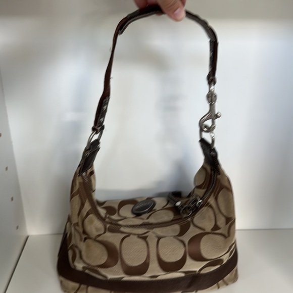 Coach | Bags | Vintage Coach Logo Bag Brown Cloth And Leather Pre Owned ...